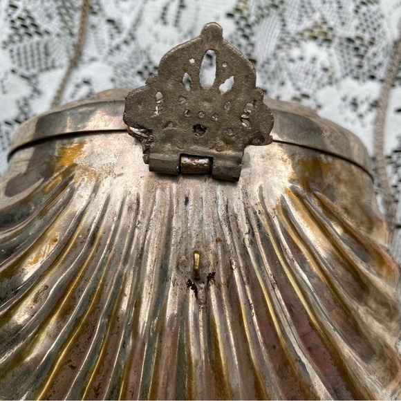 Vintage | Bags | Vintage Art Deco Silver Antique Clam Shell Purse Chain ...